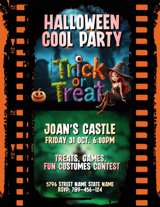 Cool Halloween Party Invitation Flyer Template | PosterMyWall