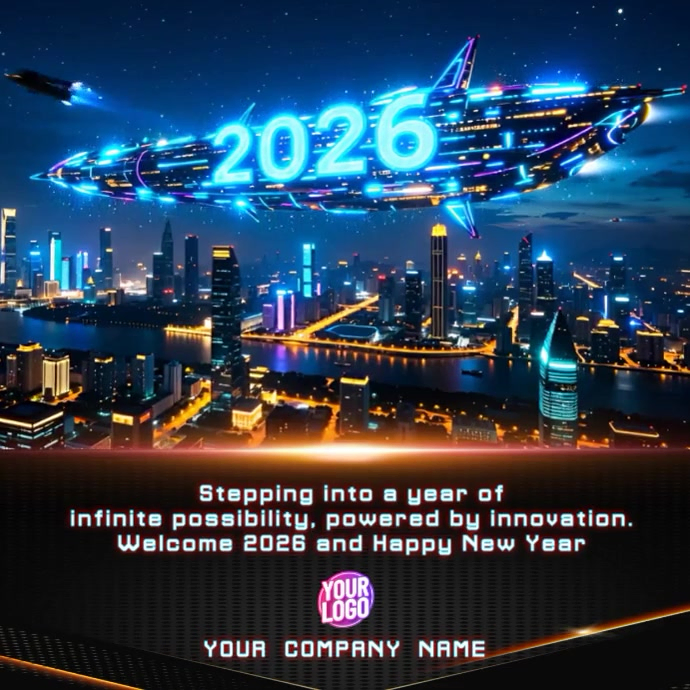 Cool Happy New Year 2026 Greeting Video Template | PosterMyWall