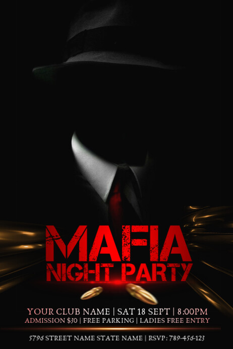 Cool Mafia Night Party Ad Poster Template | PosterMyWall