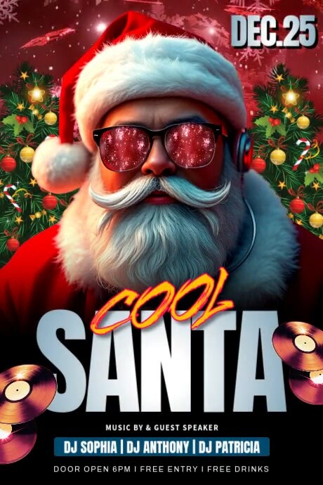 Cool Santa Night Template | PosterMyWall