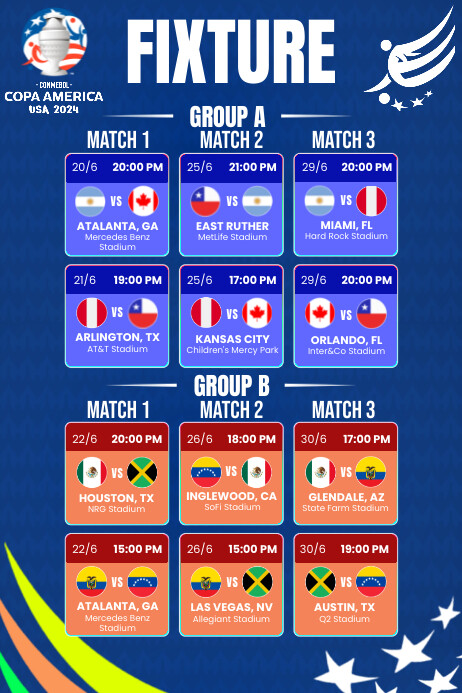 COPA AMERICA 2024 FIXTURE MATCH Template | PosterMyWall
