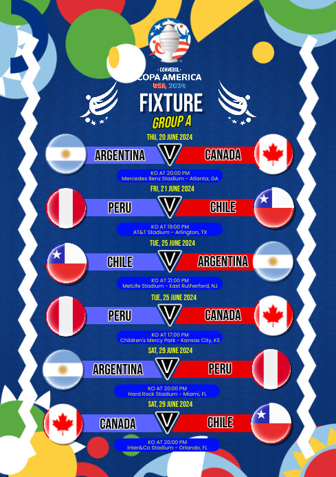 COPA AMERICA 2024 GROUP A FIXTURE Template | PosterMyWall