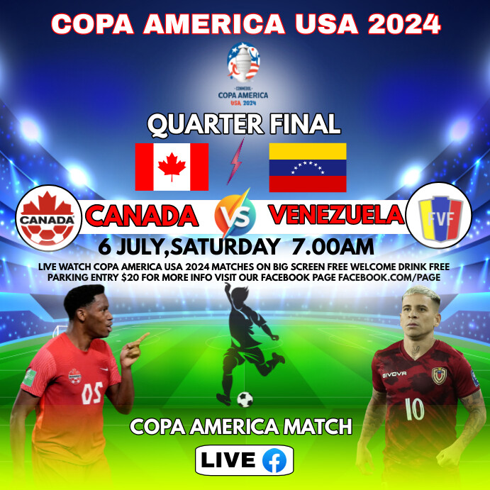 Copa America usa 2024 quarter final canada vs Template | PosterMyWall