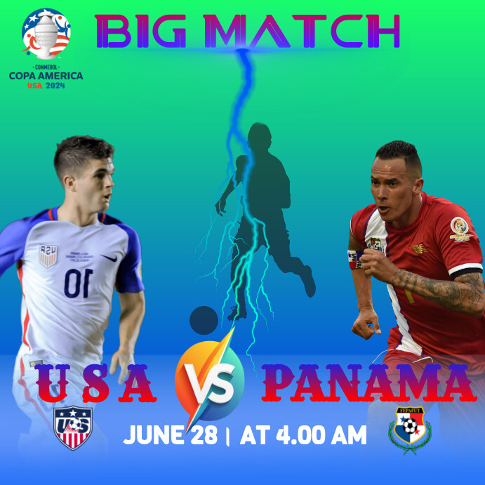 Copa America usa 2024 USA vs panama match Ins Template | PosterMyWall