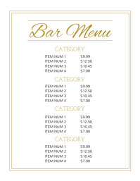 BAR MENU Template | PosterMyWall
