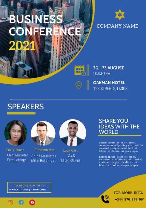 Blue Business Conference Flyer Template | PosterMyWall