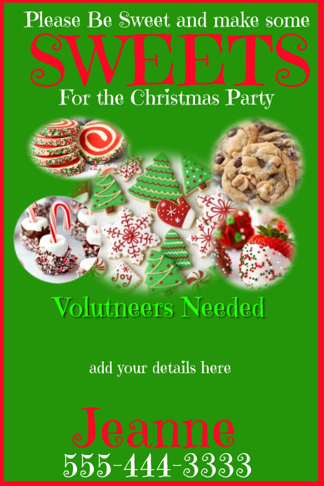 Volunteers Needed Christmas Cookie Template | PosterMyWall