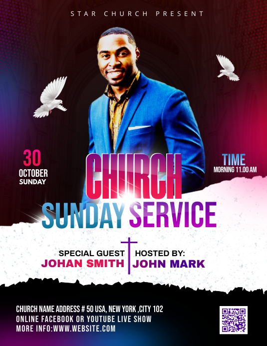 Church Sunday Service ads Template | PosterMyWall