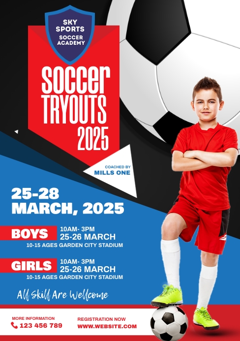 soccer tryouts flyer Template | PosterMyWall