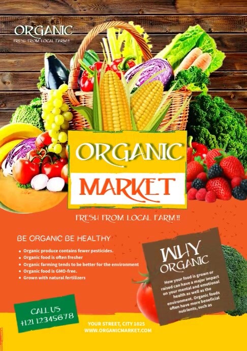 Fresh organic vegetable flyer Template | PosterMyWall
