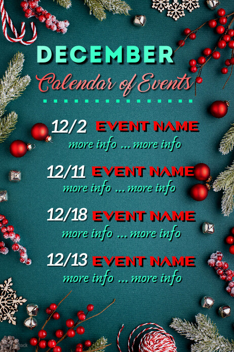 December Calendar of Events Template | PosterMyWall