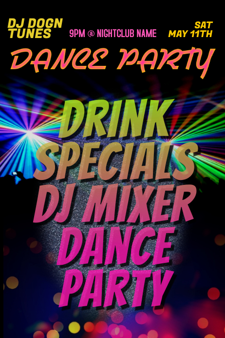 DJ Club Dance Party Club Poster Templ Template | PosterMyWall