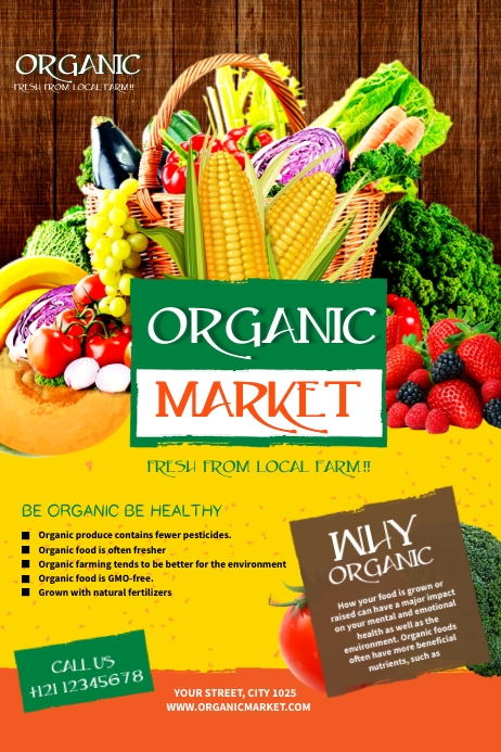 Fresh organic vegetable flyer Template | PosterMyWall