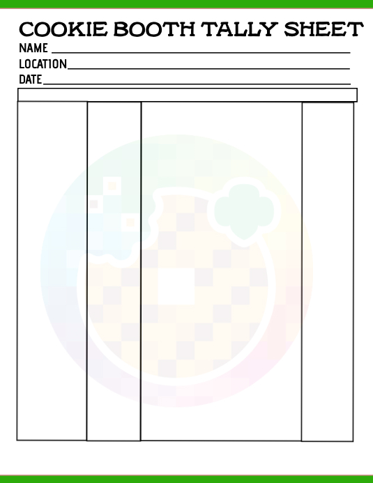Girl Scout Cook Booth Tally Sheet Template | PosterMyWall