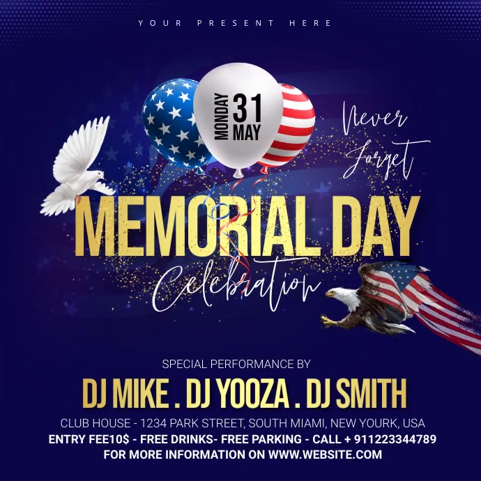 Memorial Day Celebration ads Template | PosterMyWall