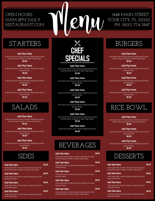 Copy of Copy of Menu | PosterMyWall