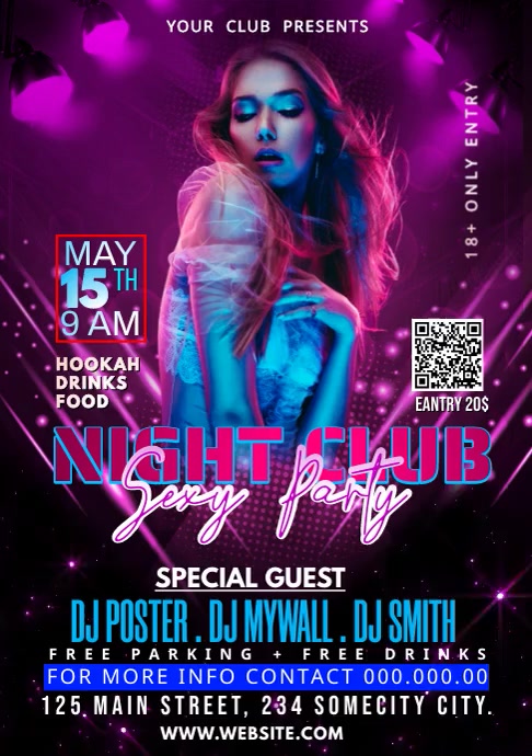 NIGHT CLUB PARTY Template | PosterMyWall