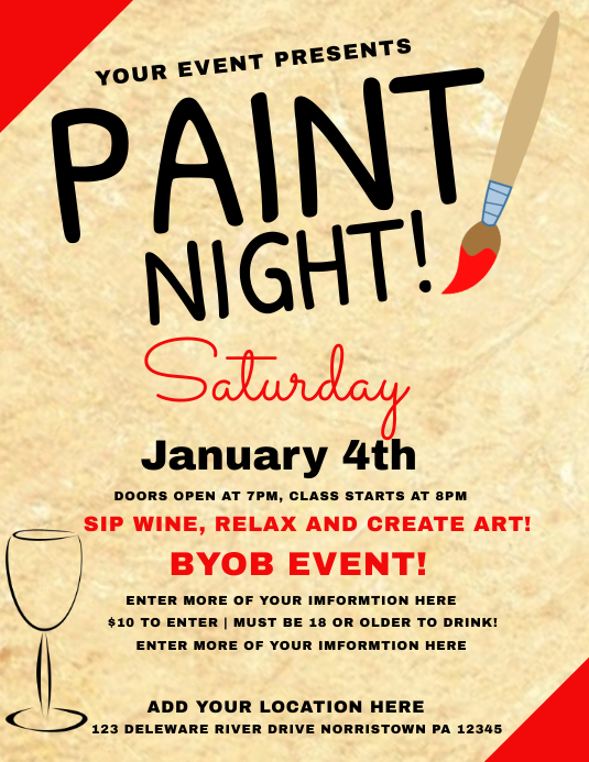 PAINT NIGHT Template | PosterMyWall