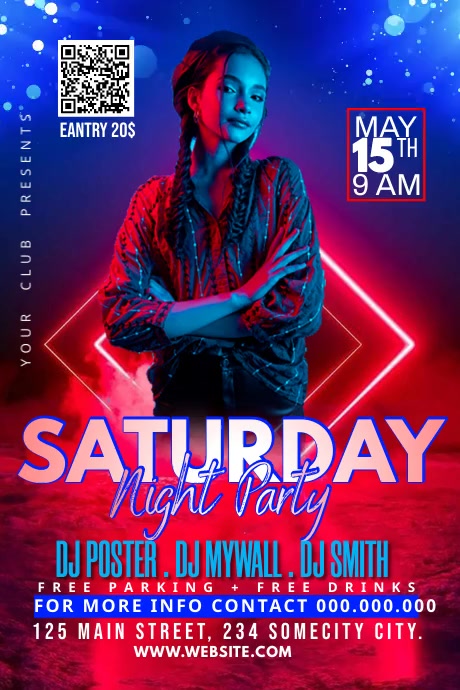 SATURDAY NIGHT PARTY Template | PosterMyWall