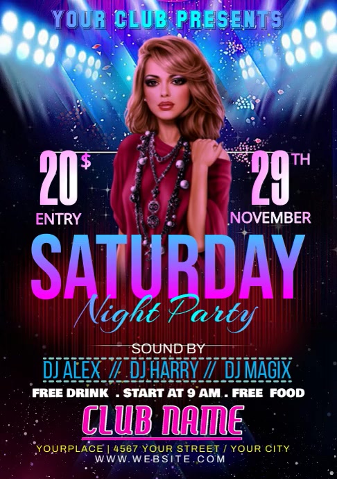 Copy of SATURDAY NIGHT PARTY Templat | PosterMyWall