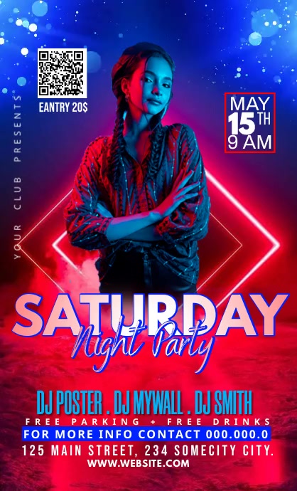 SATURDAY NIGHT PARTY Template | PosterMyWall