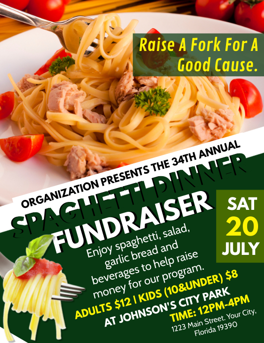 Spaghetti Fundraiser Template | PosterMyWall
