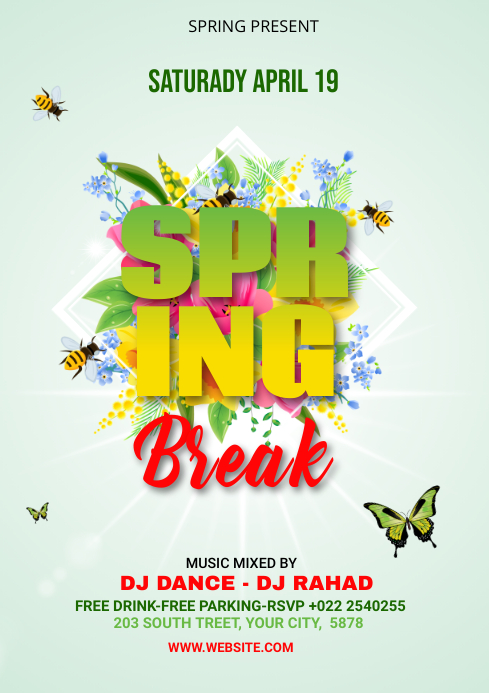 Spring Break Flyer Template | PosterMyWall