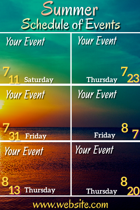 Summer Schedule of Events Poster Template | PosterMyWall