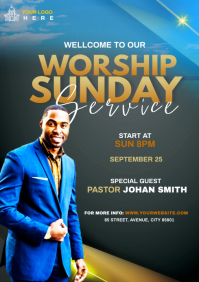 Sunday Service Worship Advert Template | PosterMyWall
