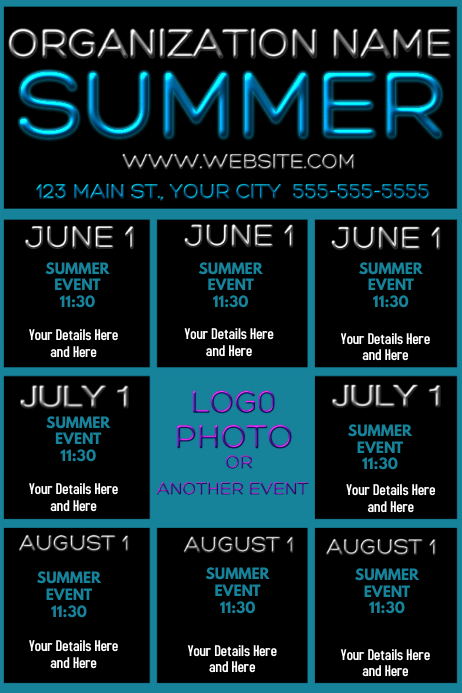 Upcoming Event Summer Calendar Template | PosterMyWall