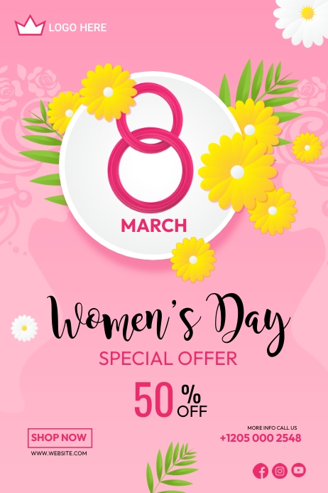 21+ Free Women's Day Sale Video YouTube Short Templates | PosterMyWall