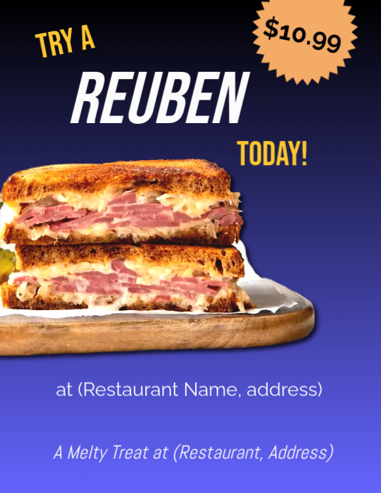 Corned Beef Reuben, 8.5 x 11" Template | PosterMyWall