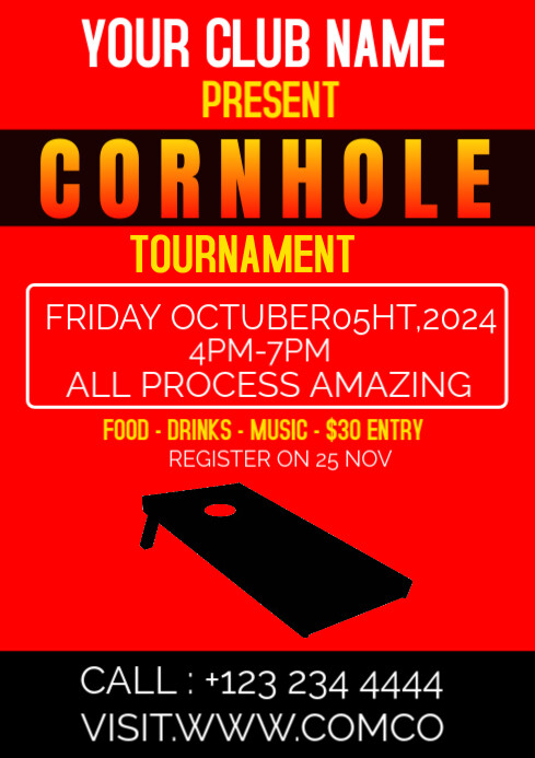 CORNHOLE TOURNAMENT Template | PosterMyWall