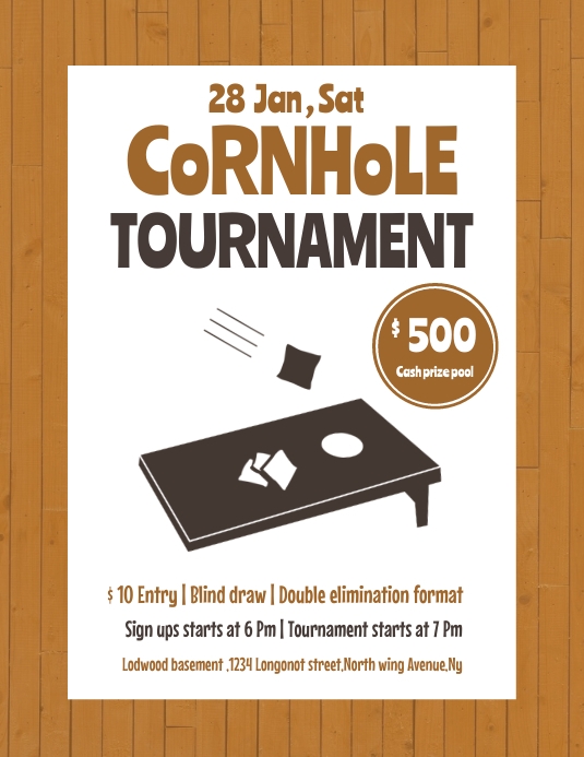 CORNHOLE TOURNAMENT FLYER Template | PosterMyWall
