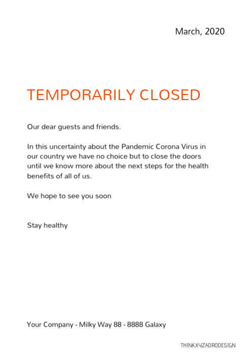 corona information closed poster flyer din Template | PosterMyWall