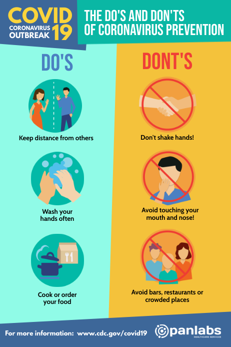 Coronavirus Do's and Don'ts distancing poster Template | PosterMyWall