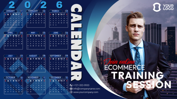 Corporate Business Calendar 2026 Flyer Template | PosterMyWall