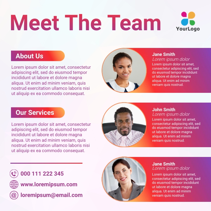 Plantilla de Negocios Corporativos Conocer al Equipo | PosterMyWall