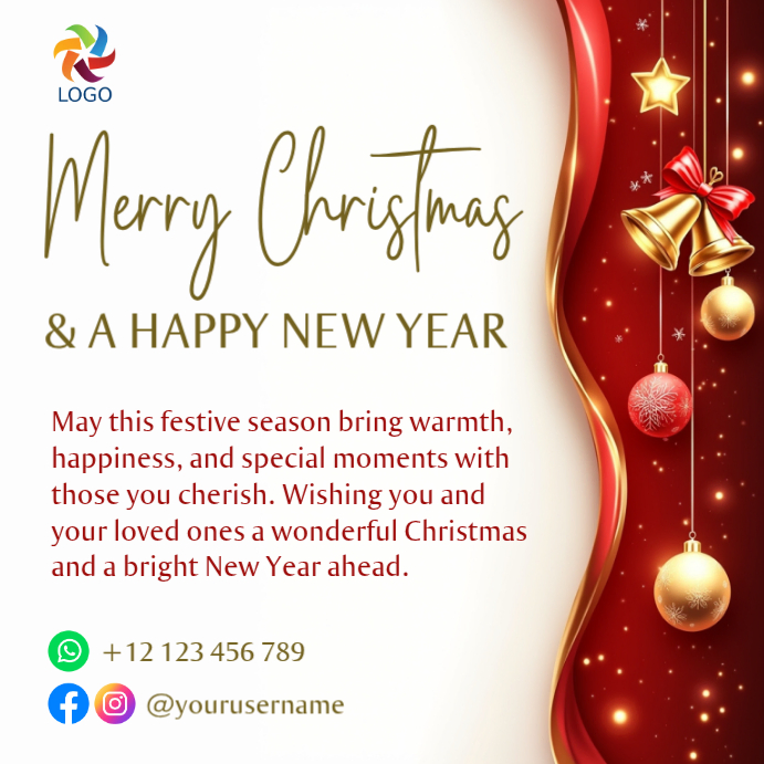 corporate business merry Christmas happy new year contacts social media ...