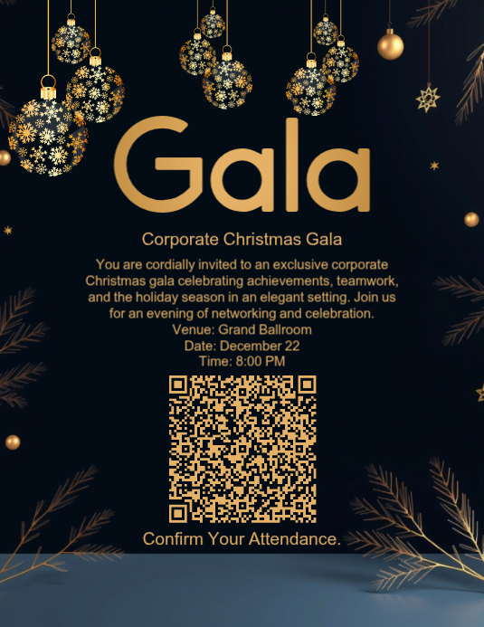 Plantilla de Corporate Christmas Gala Invitation Flyer Template ...