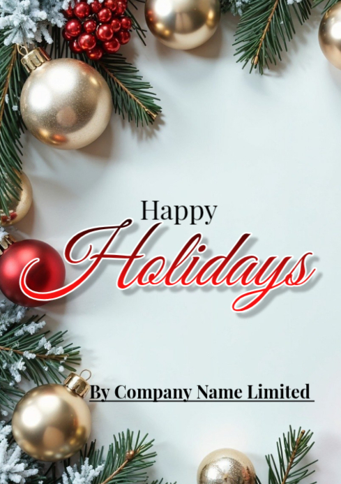 Corporate Happy Holidays 2025 And 2026 A4 Template | PosterMyWall