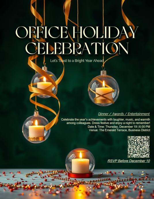 Plantilla de Corporate Holiday Celebration Flyer – Elegant Office Party ...