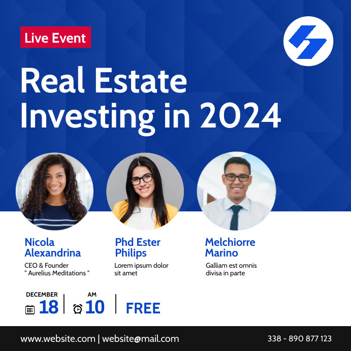 Corporate investing webinar blue and white co Template | PosterMyWall