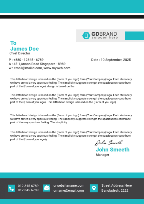 Corporate Letter Head Template | PosterMyWall