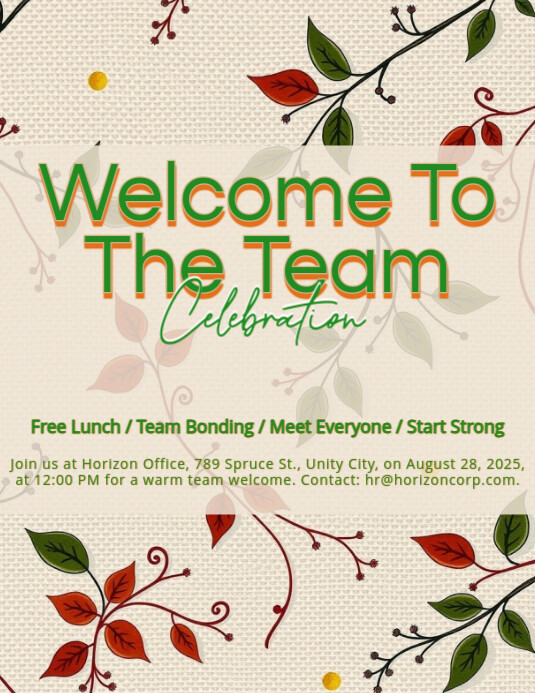 Corporate Onboarding Organic Flyer Template with Natural Vines Design ...