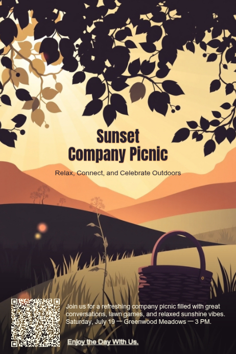 Corporate Picnic Day Poster Template | Modern Outdoor Company Event ...