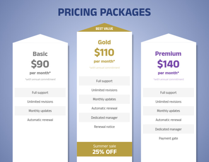 Corporate Pricing List Packages Flyer Design Template | PosterMyWall