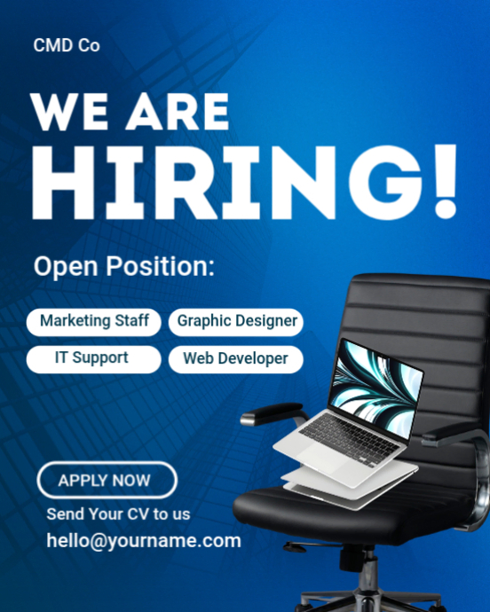 Corporate Recruitment Flyer Blue Modern Design Template | PosterMyWall