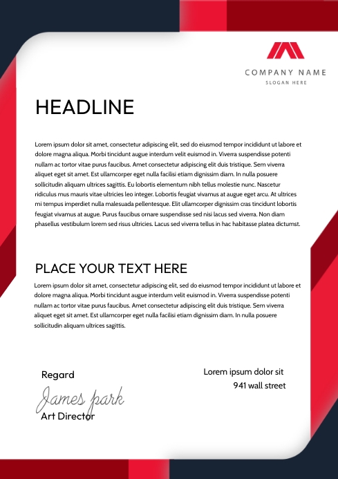 Corporate Red Design Letterhead Template | PosterMyWall