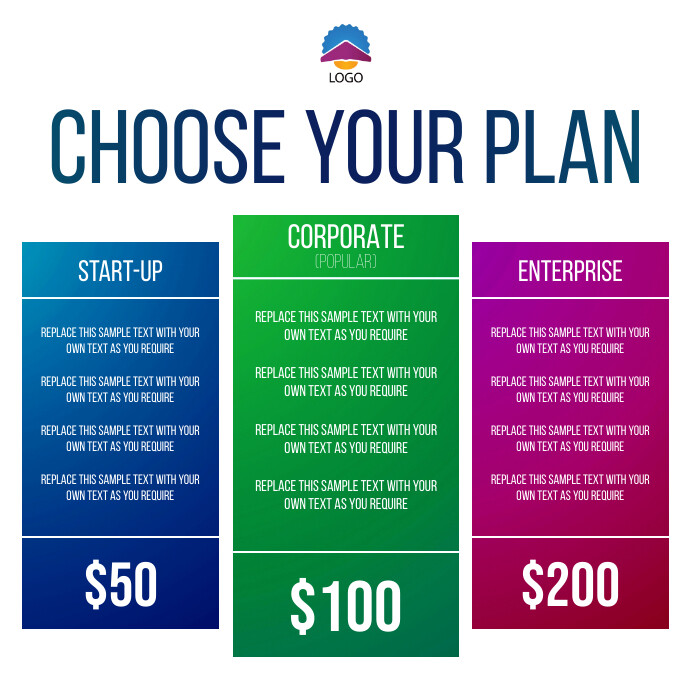 corporate website pricing tiers Template | PosterMyWall